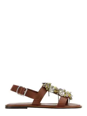 Dries Van Noten Dries Van Noten Embellished Flat Sandals Red