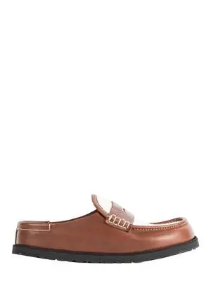 BIRKENSTOCK Naples Leather And Canvas Mules - Brown