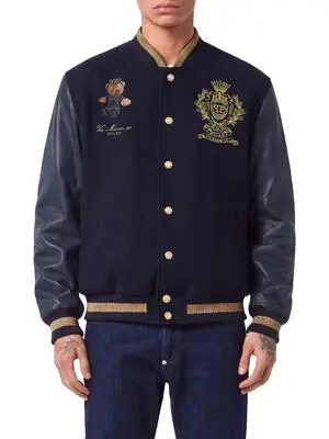 Philipp Plein Embroidered Varsity Jacket - Navy