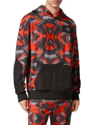 PLEIN SPORT Camouflage Print Polyester Hoodie - Orange