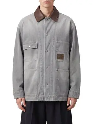 WOOYOUNGMI Tailored Jacket With Leather Collar - Grey