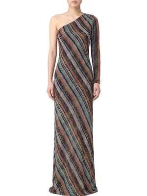 Missoni One-shoulder Maxi Dress With Diagonal Stripes - Multicolor