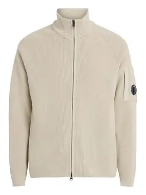 C.P. COMPANY Knit Zip-up Cardigan With Zip Pockets - Beige