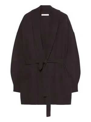 Marina Rinaldi Cashmere Tie-belt Cardigan - Brown