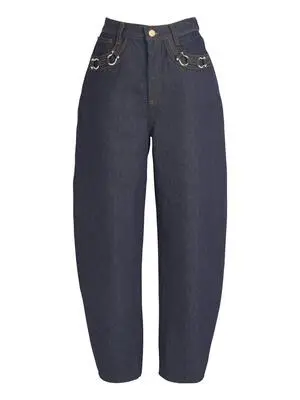 Sandro Metal Detail Barrel Jeans - Blue