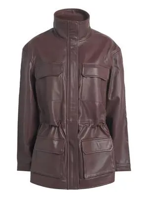 Sandro Oversized Leather Utility Jacket - Red
