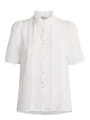 ME+EM Cotton Broderie Anglaise Blouse - White