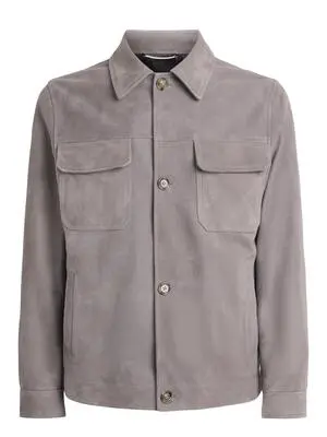 LARDINI Sheepskin Suede Jacket - Grey