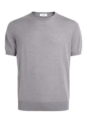 LARDINI Virgin Wool Knitted T-shirt - Grey