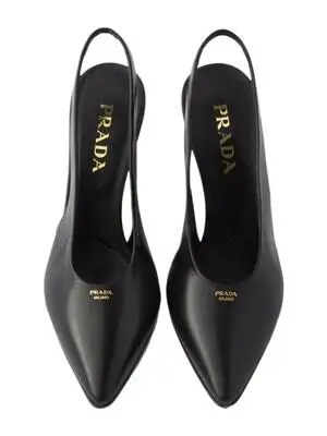 Prada Leather Slingback Pumps - Black