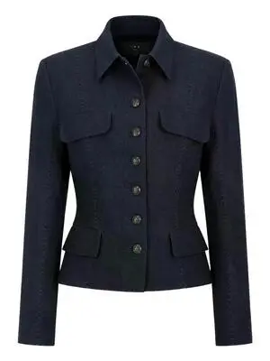 Masnada Cropped Jacket With Contrast Stitching - Blue