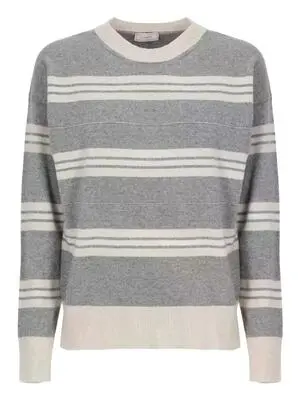 Peserico Striped Lurex Detailed Sweater - Grey