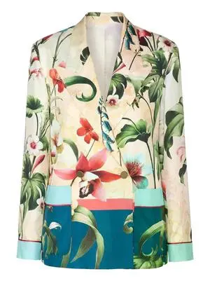 F.R.S FOR RESTLESS SLEEPERS Floral Print Double-breasted Jacket - Neutrals
