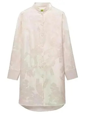 Shanghai Tang Jacquard Floral Pattern Shirt Dress - Pink