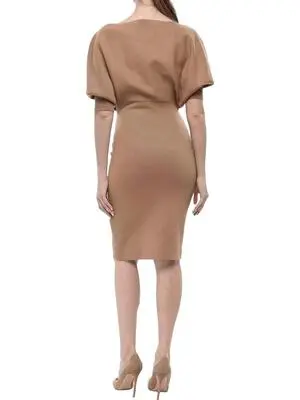 SUPER BLOND Batwing Sleeve Knit Midi Dress - Brown