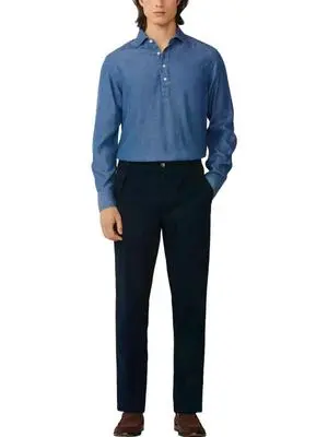 HACKETT LONDON Sloane Pleat-detail Trousers - Blue