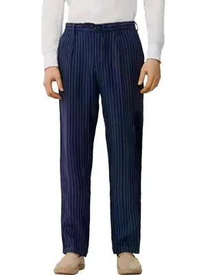 HACKETT LONDON Regent Pinstripe Linen Chinos - Blue