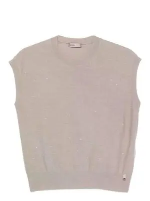 Herno Sequin-embellished Cap-sleeve Vest - Neutrals