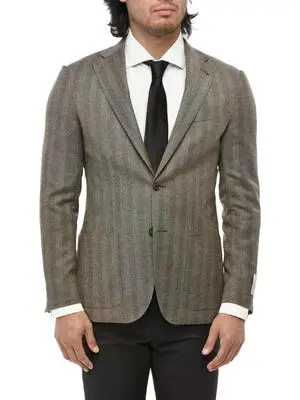 Corneliani Herringbone Single-breasted Blazer - Brown