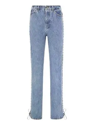 ROTATE BY BIRGER CHRISTENSEN Lace-up Detail Straight Leg Jeans - Blue