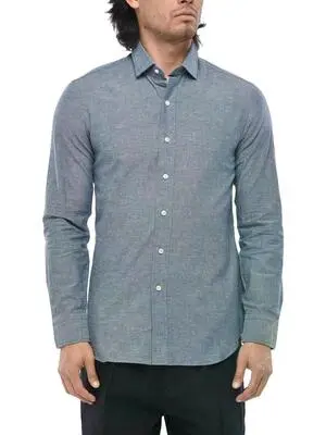 SALVATORE PICCOLO French-collar Slim-fit Shirt - Blue
