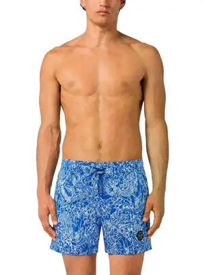 Philipp Plein Graphic Print Swim Shorts - Blue
