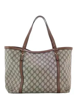 Gucci Nice Gg Coated Canvas With Leather Medium Tote Bag - Brown