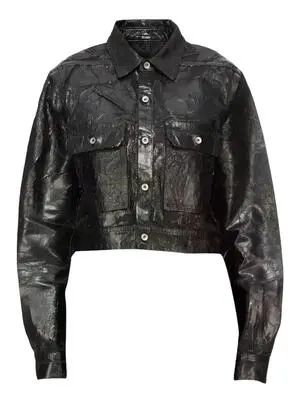 Rick Owens Cropped Outershirt With Cape Sleeve Slits - Black