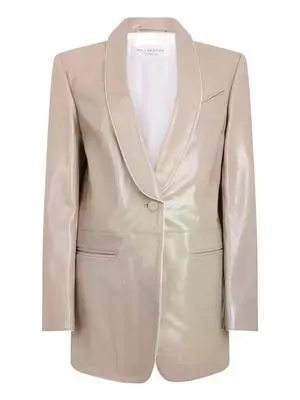 Philosophy Di Lorenzo Serafini Leather V-neck Blazer - Neutrals