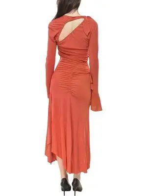Victoria Beckham Asymmetric Ruched Maxi Dress - Red