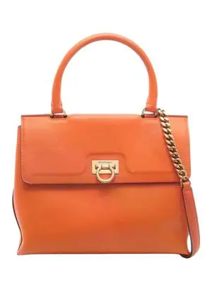 FERRAGAMO Gancini Flip-lock Shoulder Bag - Orange