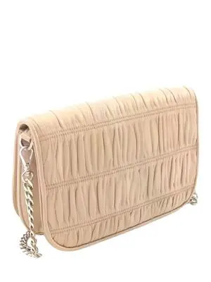 Prada Ruched Leather Shoulder Bag - Neutrals
