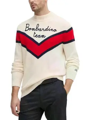 MC2 SAINT BARTH Davos Chevron-knit Embroidered Sweater - Neutrals