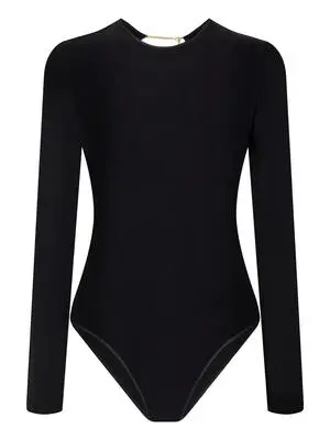 Saint Laurent Cassandre Embellished Mesh Bodysuit - Black