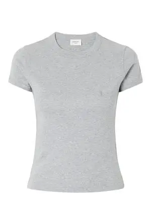 Saint Laurent Cropped Cotton-jersey T-shirt - Gray