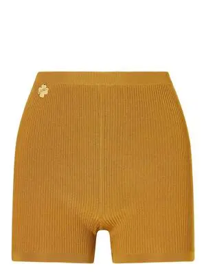 Saint Laurent Ribbed Stretch-jersey Logo-embellished Bike Shorts - Orange