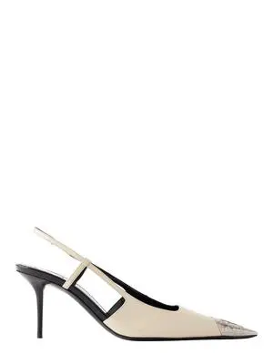 Saint Laurent Jeanne Embossed Leather Slingback Pumps - Neutrals