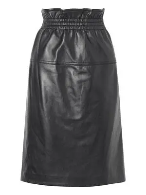 Saint Laurent Leather Paper Bag Waist Skirt - Black