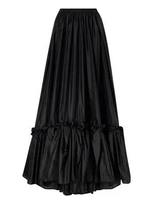 Saint Laurent Tiered Ruffled Satin Maxi Skirt - Black