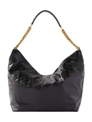 Saint Laurent Hortense Leather Shoulder Bag - Black