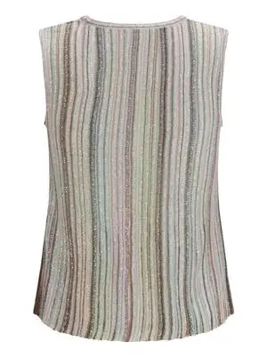 Missoni Sleeveless Ribbed Top With Sequins - Neutrals
