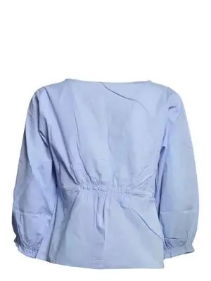 MERCI Merci Bobble-Trim Elasticated-Waist Blouse Blue