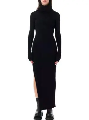 Rick Owens Ribbed-knit Roll-neck Maxi Dress - Black