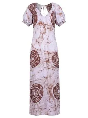 CELESTE MENDIS Handmade Batik Maxi Dress - Brown