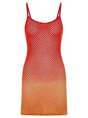 PCFG Open-knit Beach Mini Dress - Orange