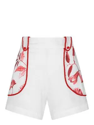 AGUACLARA Rouge Linen Shorts - Red