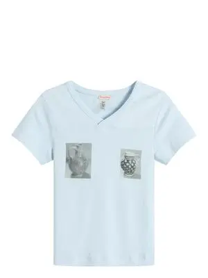FRUITY BOOTY Graphic V-neck T-shirt - Blue