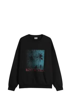 Balenciaga Fit Crewneck With Tropical Print - Black