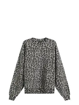 ANINE BING Miles Print Oversized Cropped Sweatshirt - Leopard