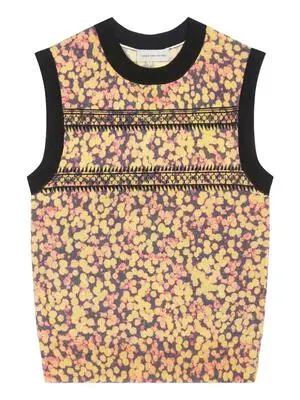 Dries Van Noten Printed Wool Sleeveless Sweater - Orange